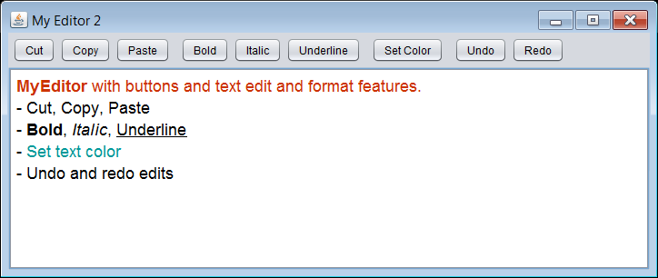 Text editor using Java example Text editor using Java example